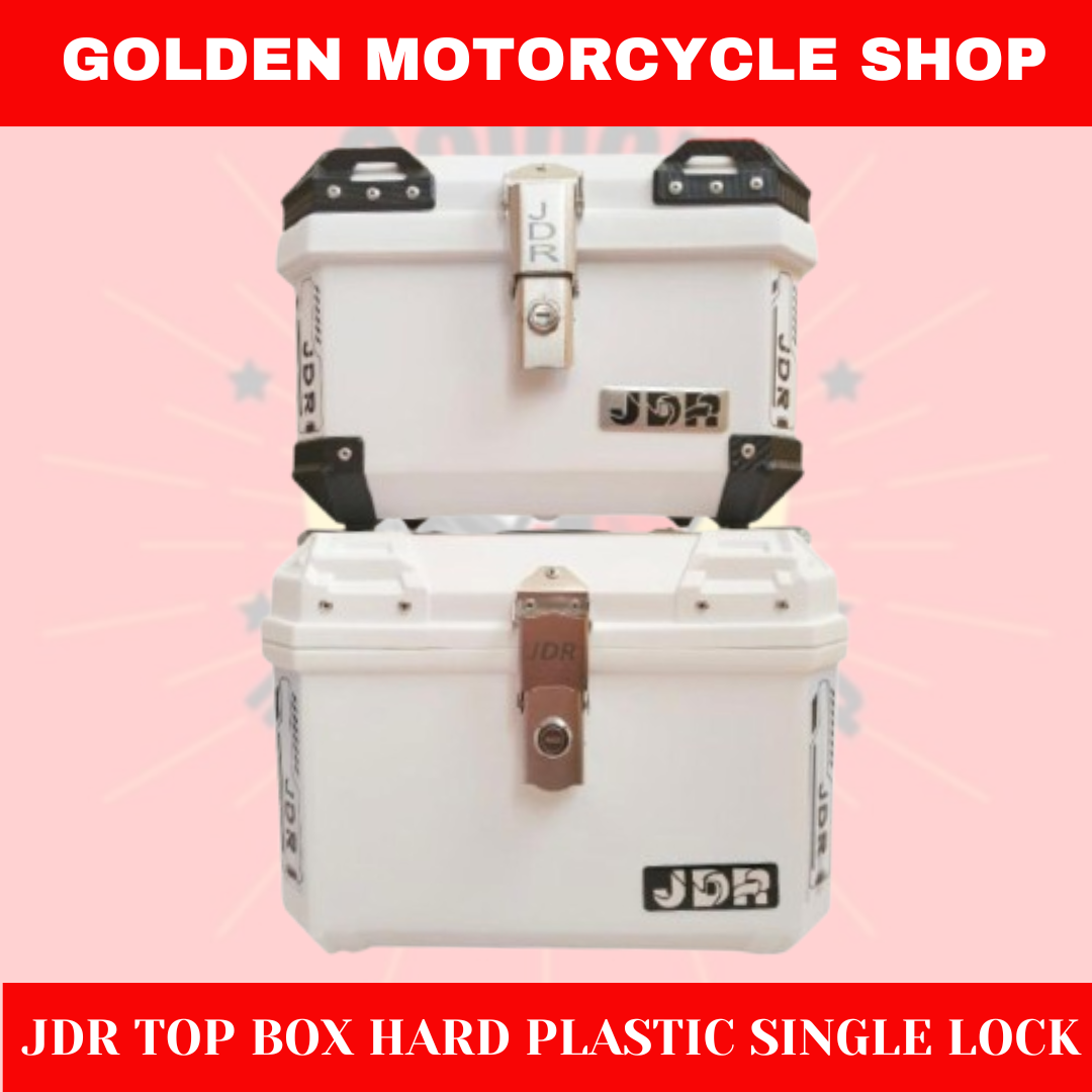 JDR MOTORCYCLE TOP BOX HARD PLASTIC SINGLE LOCK 36L, 45L WITH METAL ...