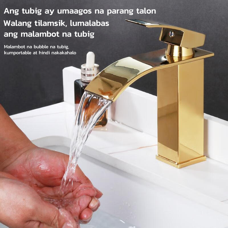 European Bathroom Waterfall Basin Sink Faucet Black Faucets Brass Bath ...