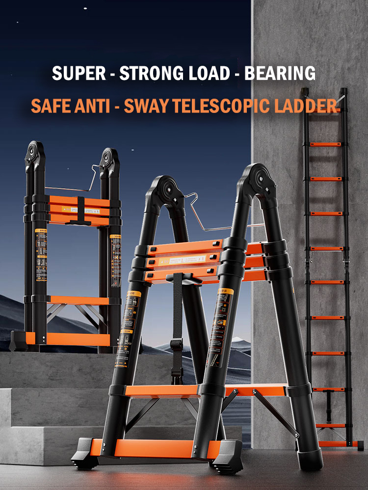 Telescopic Ladder Foldable Aluminum Heavy Duty Home portable step ladder anti slip | Shopee ...
