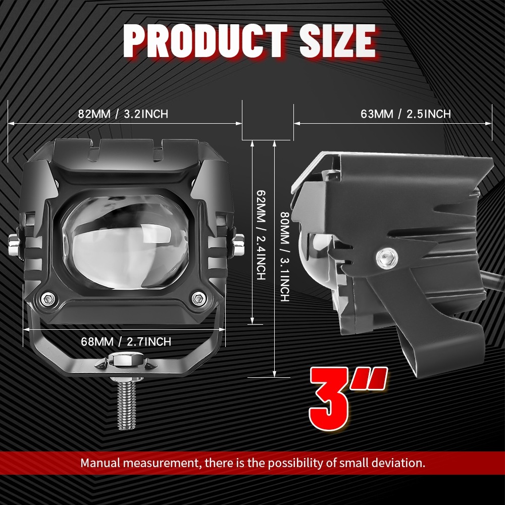 MOFOX V7 Motorcycle Mini Driving Light Dual Color High/Low 30W ...