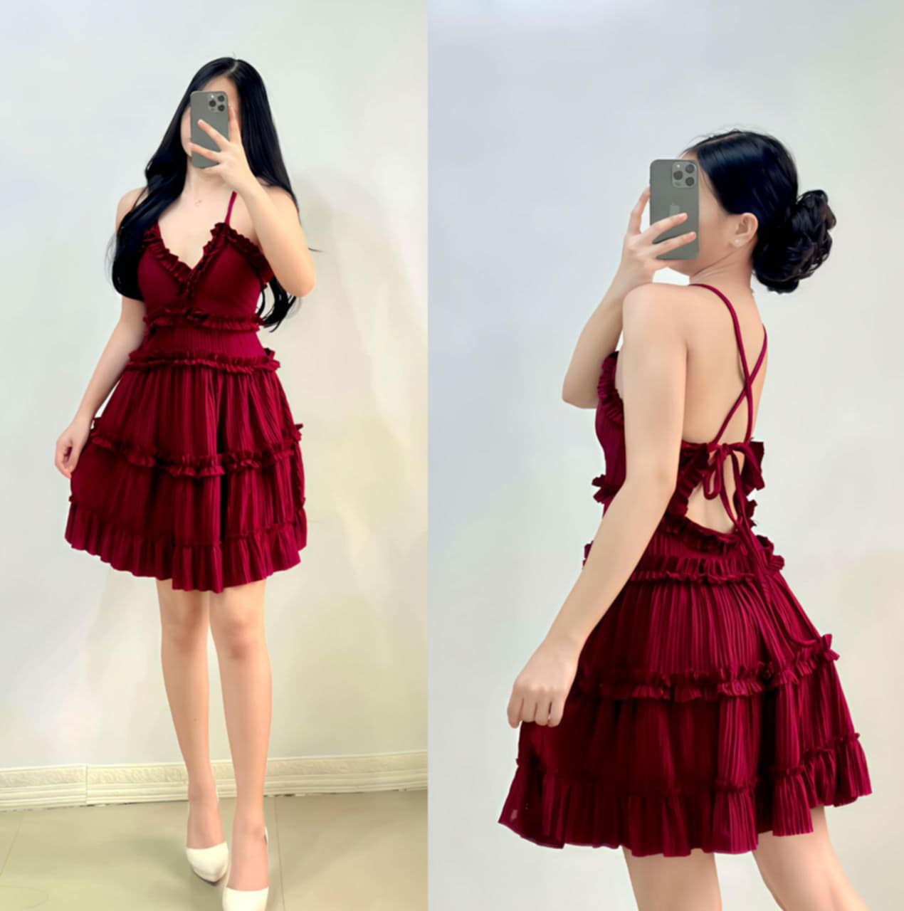 DBS RUBY Backless Ruflle Dress Quality Bark Crepe Fabric SMALL to LARGE Casual Sexy Korean ...