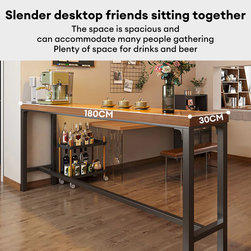 Bar Table With High Bar Stools Long Dining Table Narrow Table Set for ...