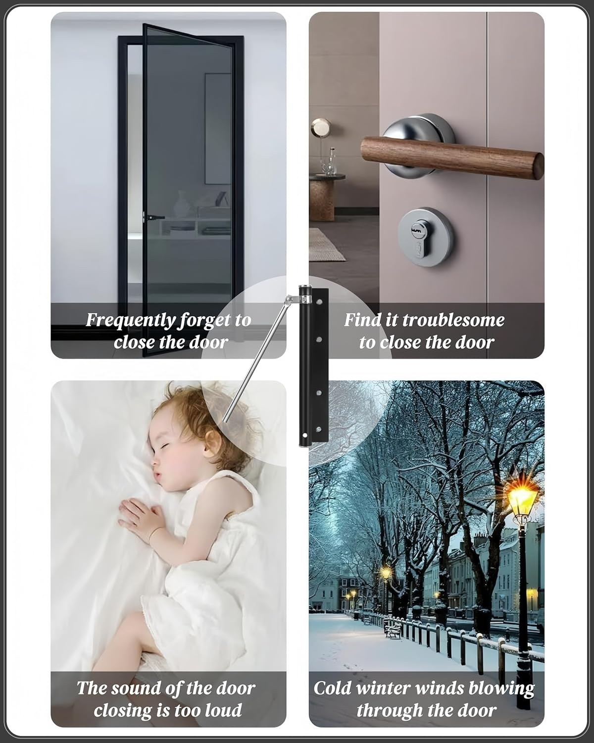 Stainless Steel Door Closer Mute Spring Door Opener Simple Automatic ...