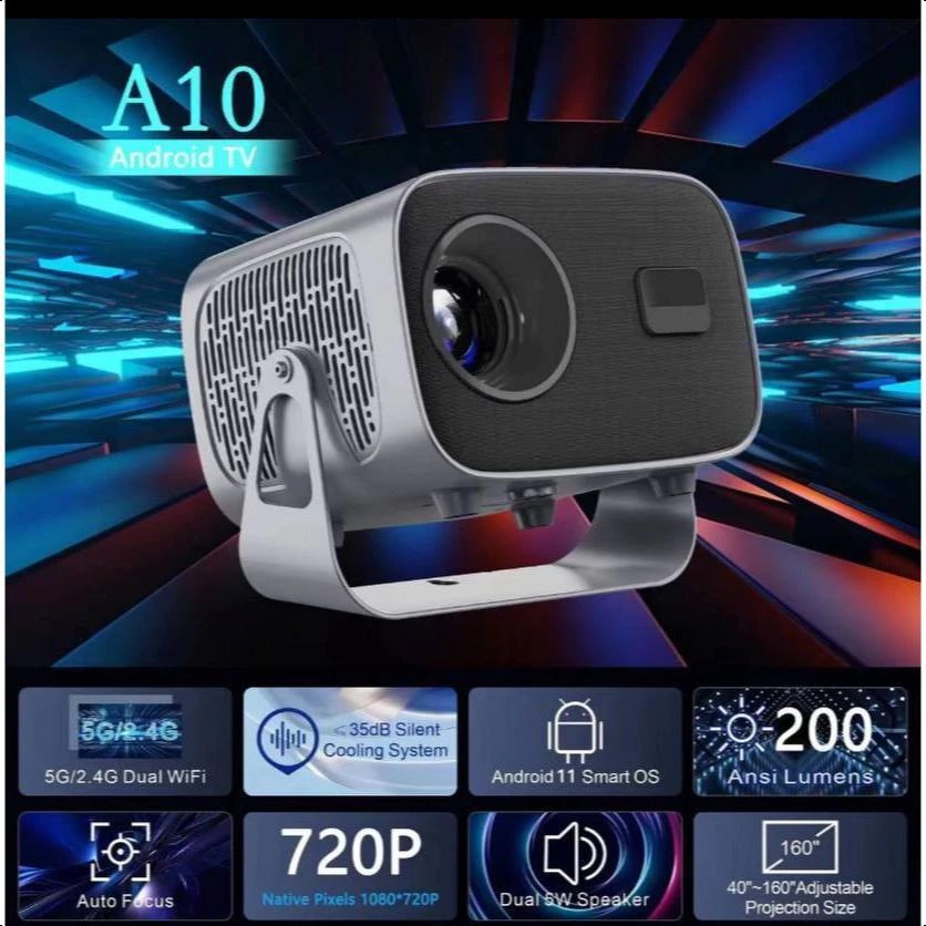 2025 New A10 PRO 4K Smart Projector Android 5g wifi 360° Rotating ...