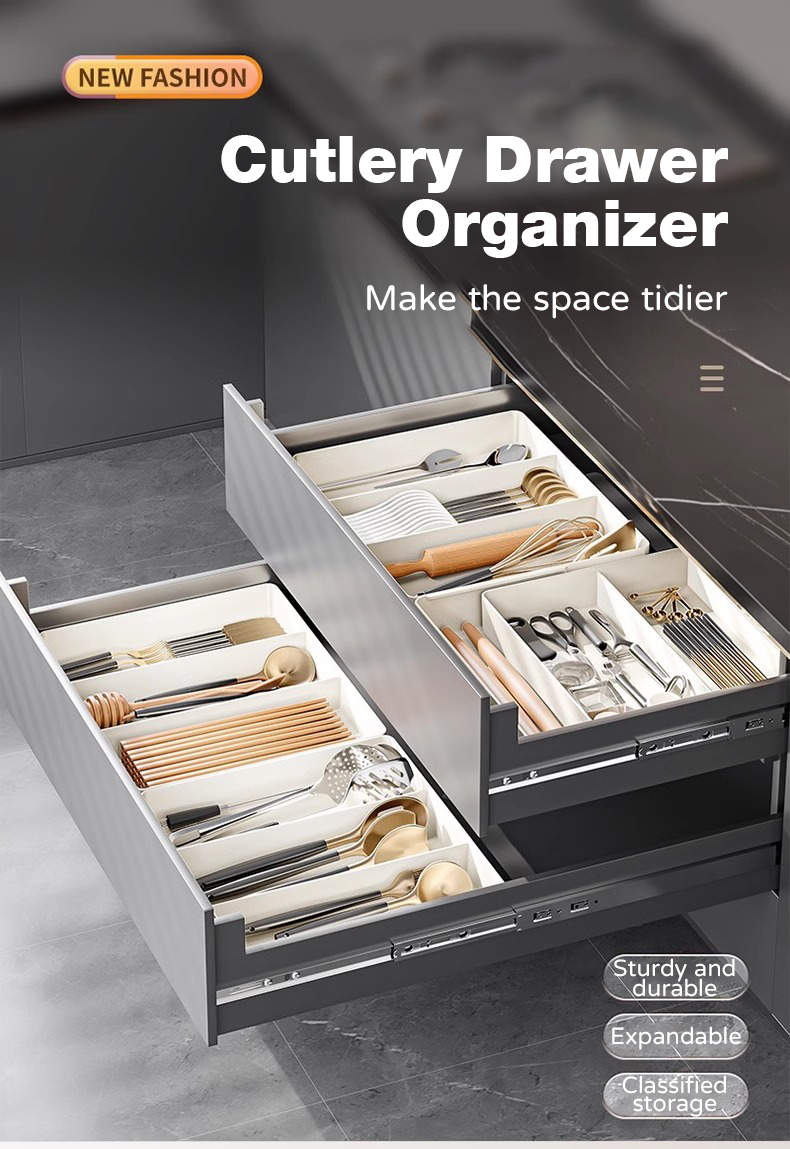 Drawer Spoon and Fork Organizer Expandable Plastic Cutlery Organizer ...
