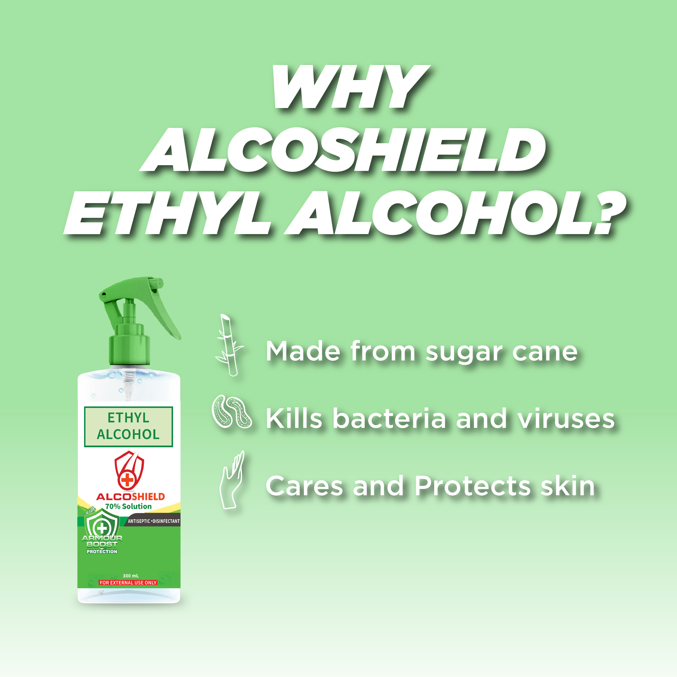 Alcoshield Green 70% Ethyl Alcohol 300ml x 2 | Shopee Philippines