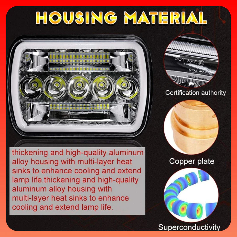 Jeep Headlights 24V 12V 5x7 LED Car Headlight jeepney accessories ...