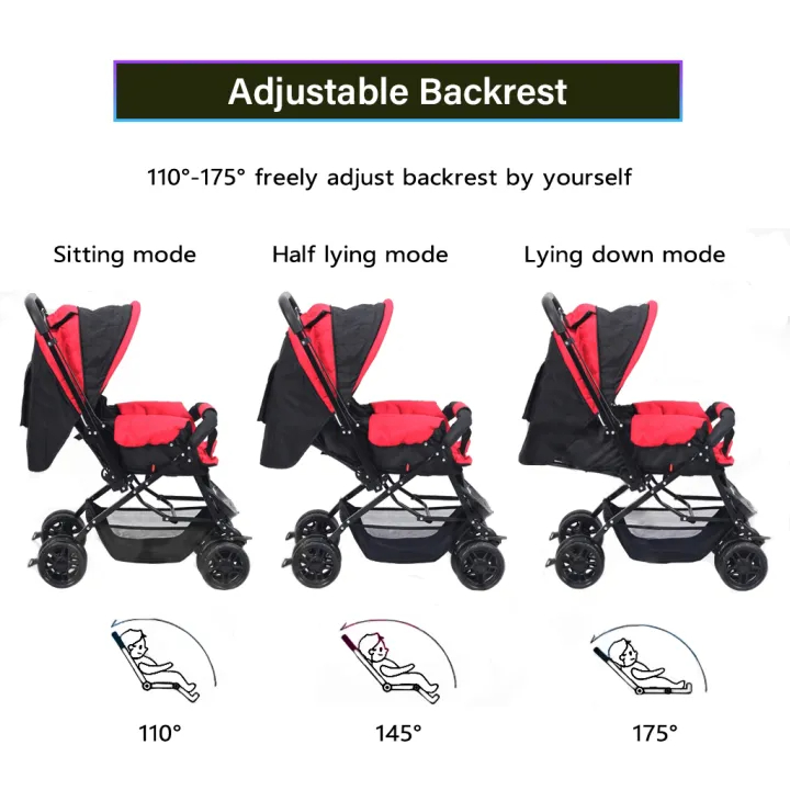 [Warranty card] Foldable Stroller for Baby with Canopy Two-way Lightweight Baby Stroller ...