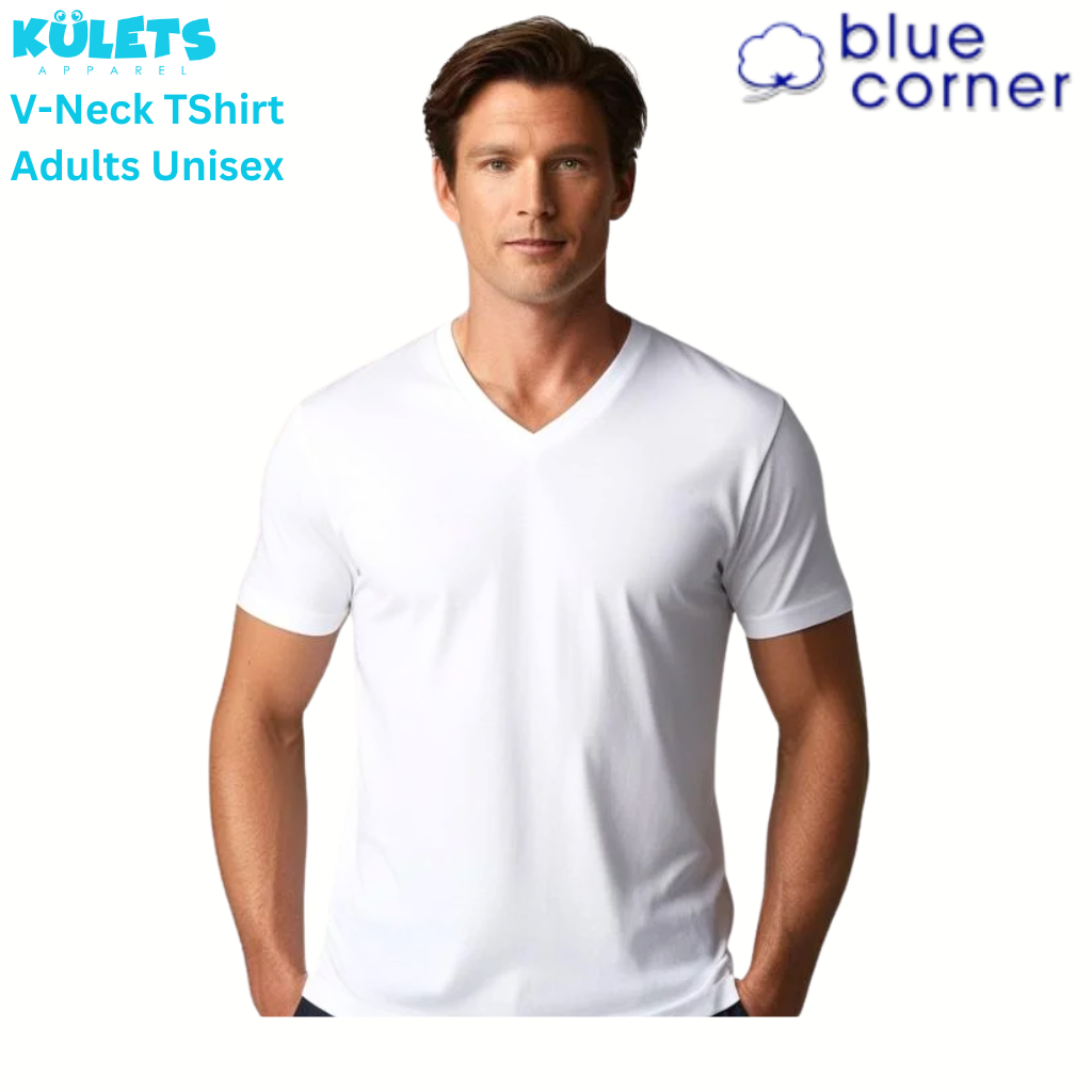 Blue Corner TShirt Plain White V-Neck Cotton Shirt for Adults Unisex ...