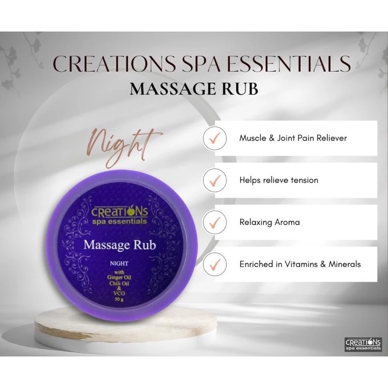 CREATIONS SPA ESSENTIALS 50g MASSAGE RUB OINTMENT FORHEADACHE, MUSCLE ...