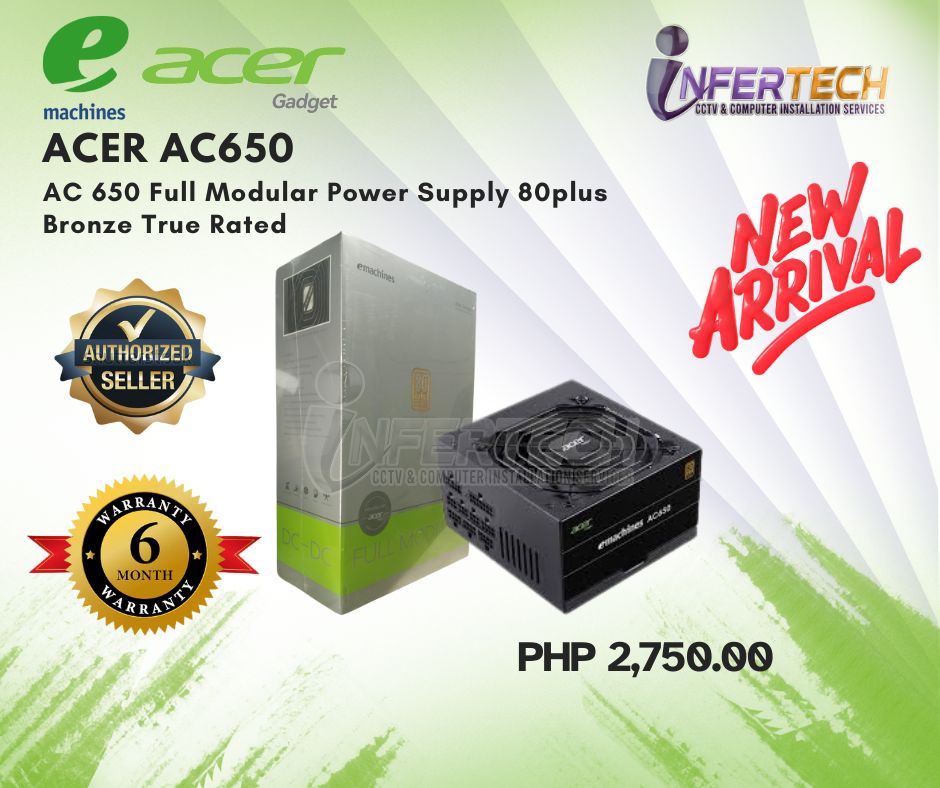 E machine Acer AC650 650W Full Modular Power Supply 80 Plus Bronze True ...
