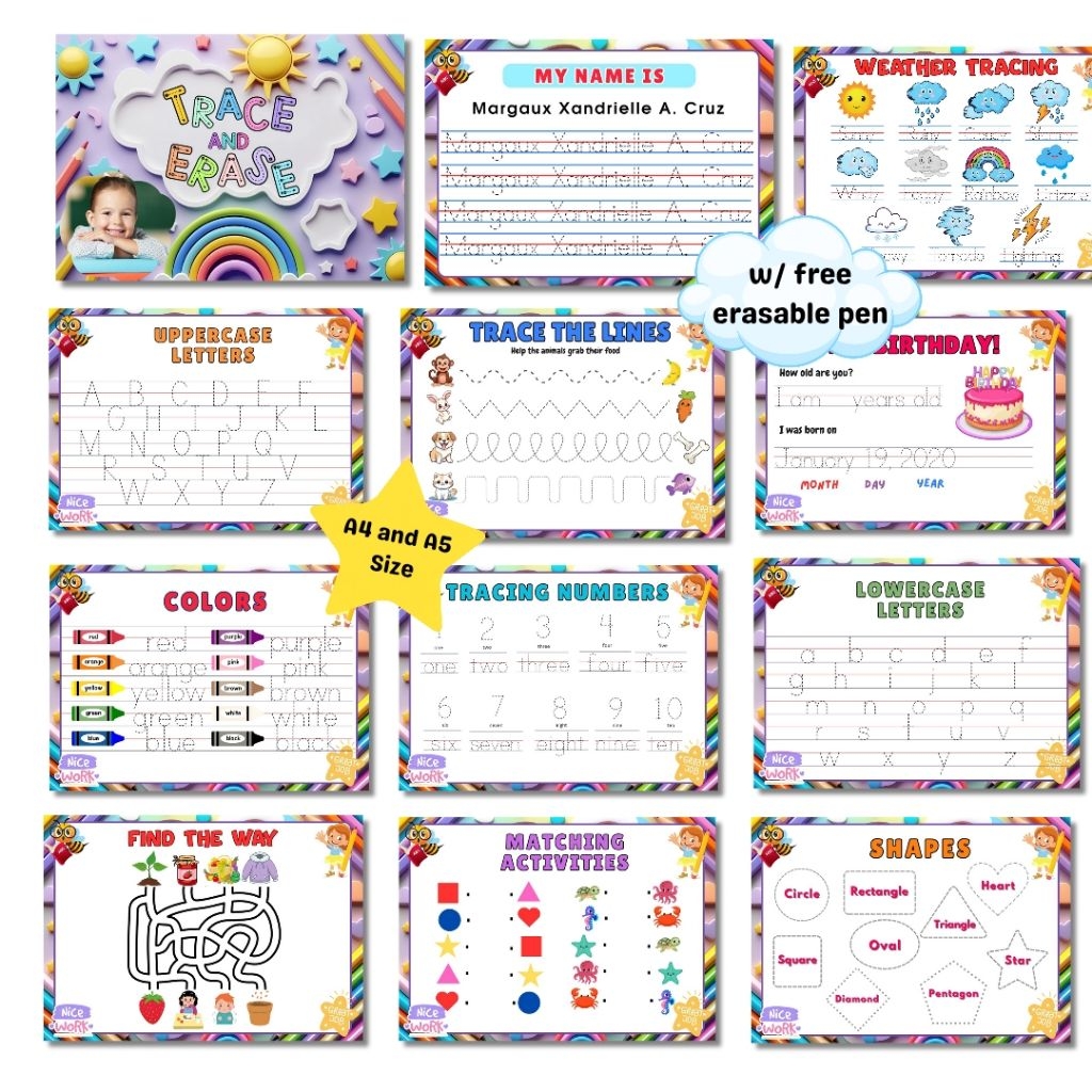 FULL SET Trace & Erase Workbook –Personalized & Reusable Writing Sheets ...