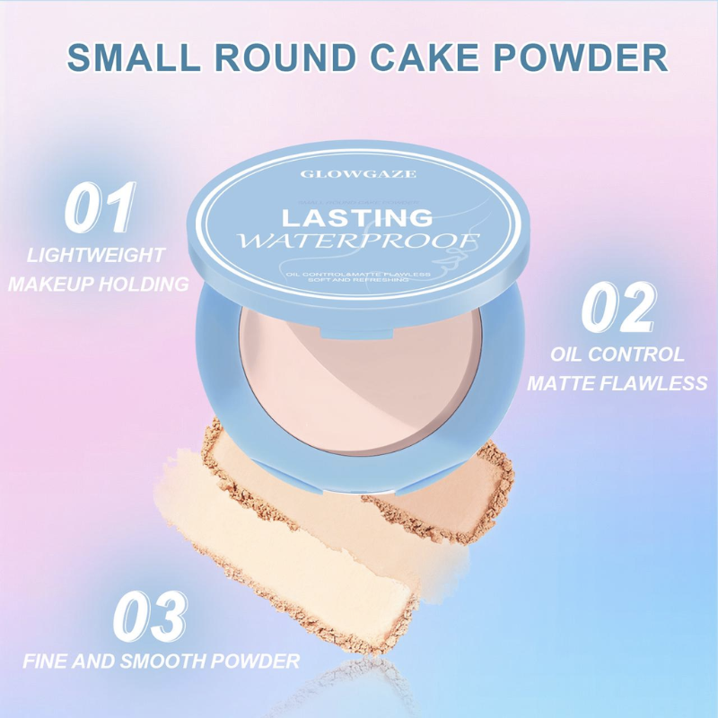 Oil Control Face Powder + Matte Liquid Foundation Waterproof Flawless Setting Powder Compact ...