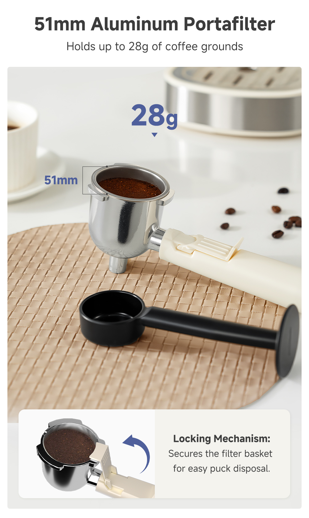 Simplus Coffee Machine Semi-Automatic Espresso Maker Steam Frothing ...