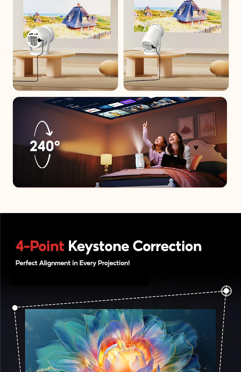 MODOFO 4K Mini Projector Y400 Uitra Clear Projector Android12 for Phone ...