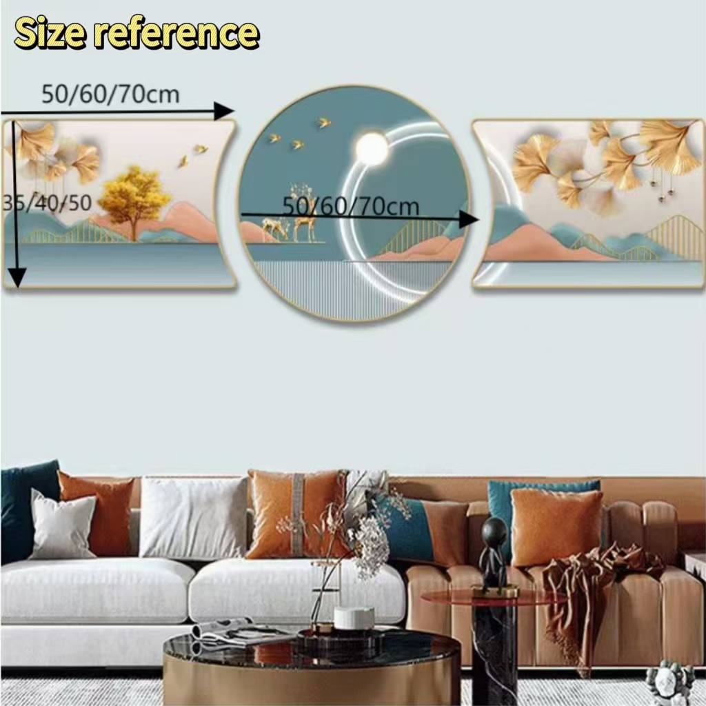 Aesthetics living room 3pcs set clock mural 3d wall clocks home wall ...