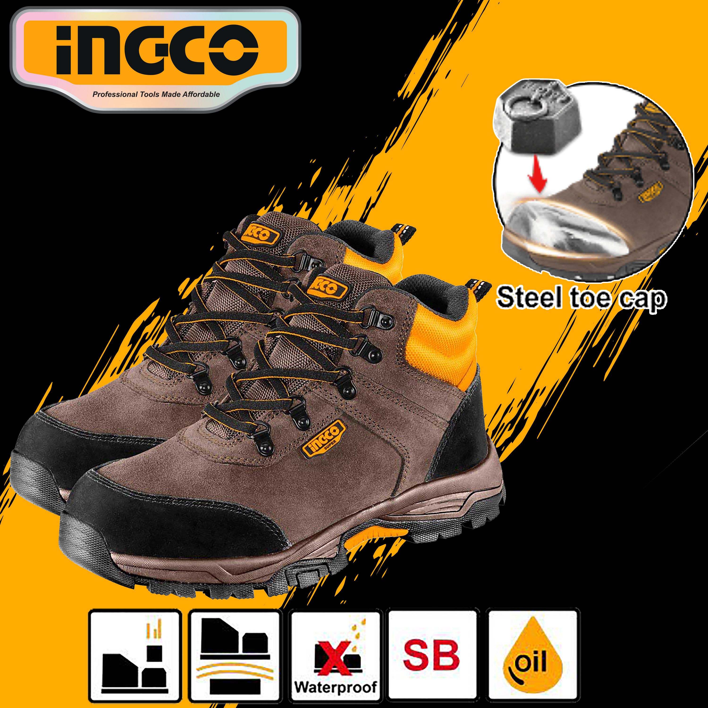 Ingco by Winland Safety Boots, SB Class, Leather and EVA/Rubber Sole ...