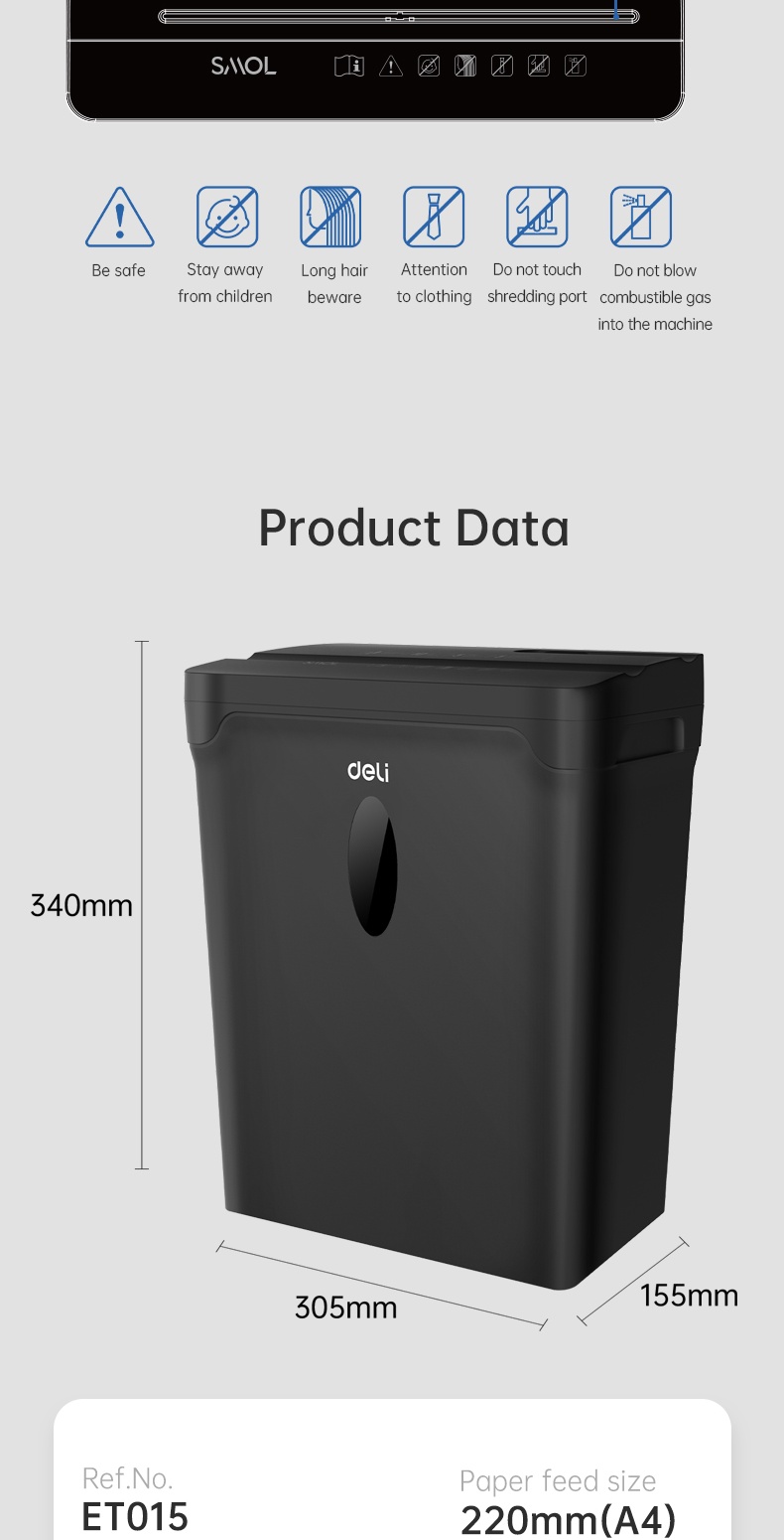 Deli Automatic 10L Paper Shredder Machine Portable Electric A4 Paper ...