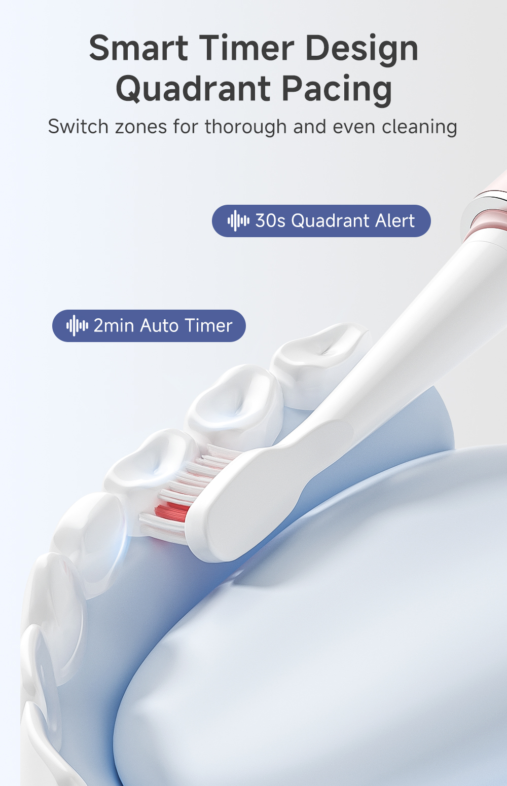 SimplusPink 2-in-1 Sonic Electric Toothbrush – 6 Modes DuPont Head ...