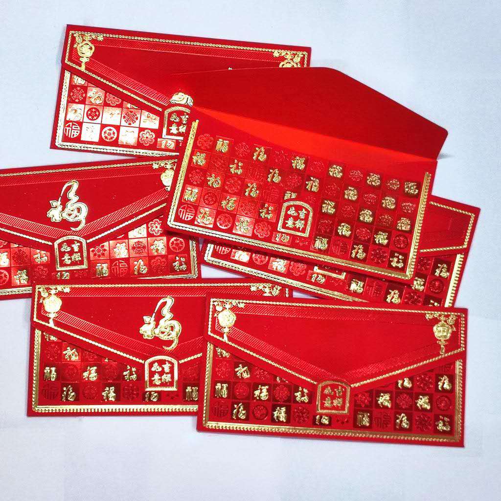 6pcs Ampao Thick Chinese Red Envelope Red Pocket Long Angpao Sobre ...