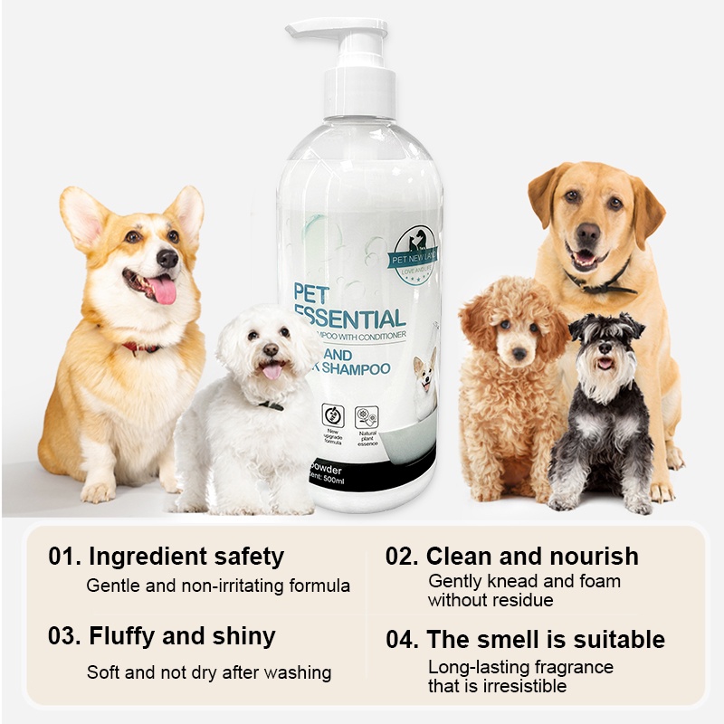【Buy 1 get 3】500ml Pet Shampoo for Dogs and Cats - Repels Fleas and ...