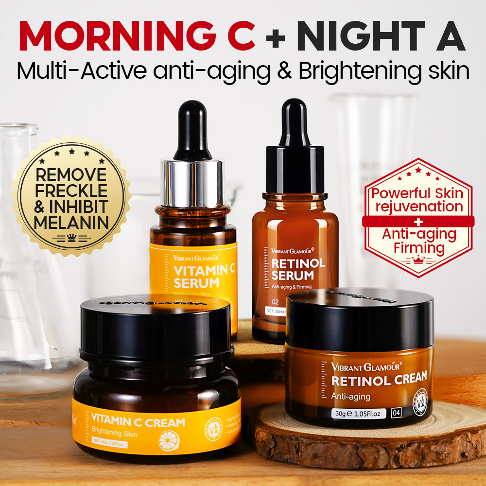 VIBRANT GLAMOUR Morning Vitamin C Night Retinol Multi-Acitve Ani-aging ...