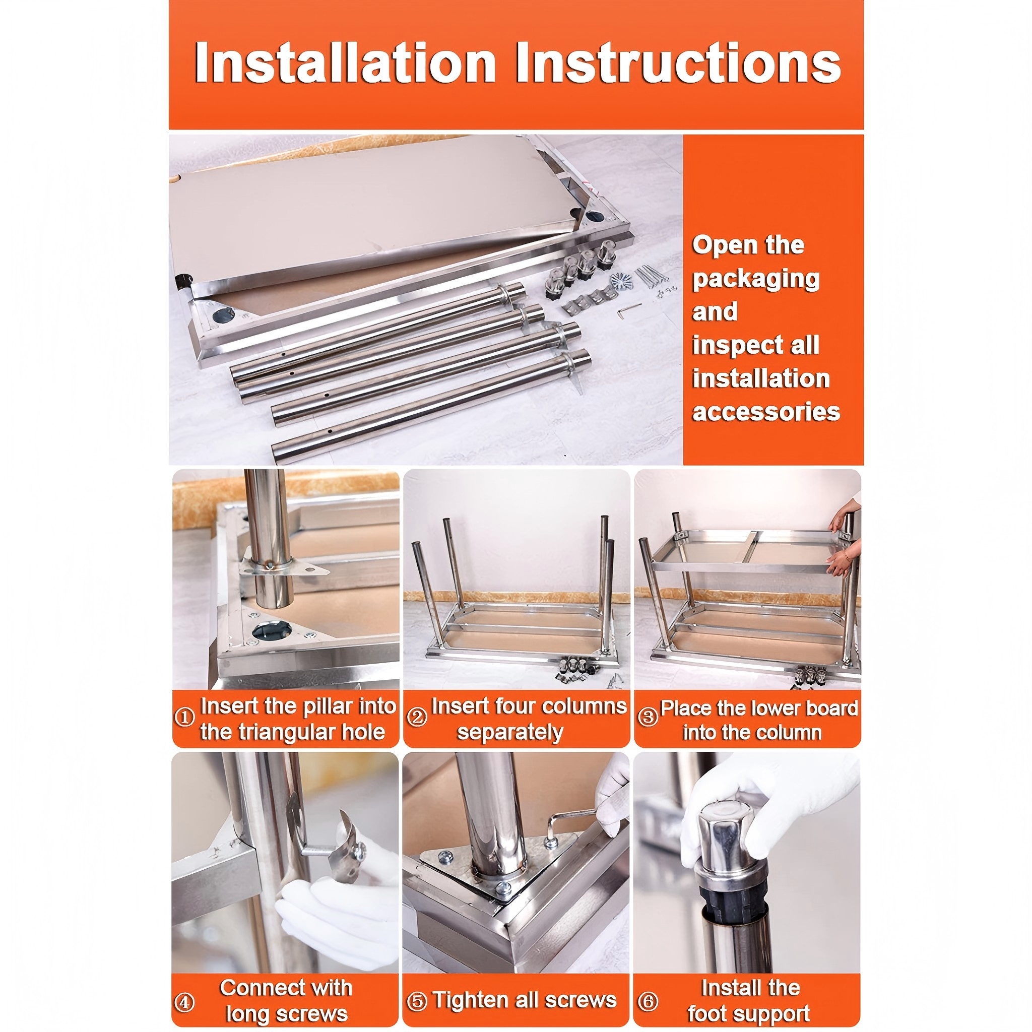 2 Layer Stainless Kitchen Table Commercial Kitchen Prep Table | High ...