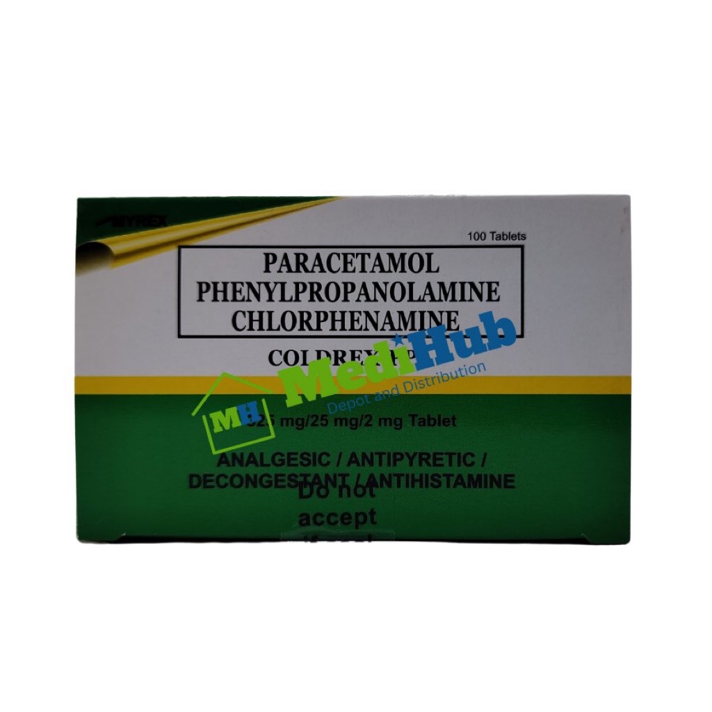 Paracetamol + Phenylpropanolamine + Chlorphenamine (COLDREX-PPA) 325mg ...