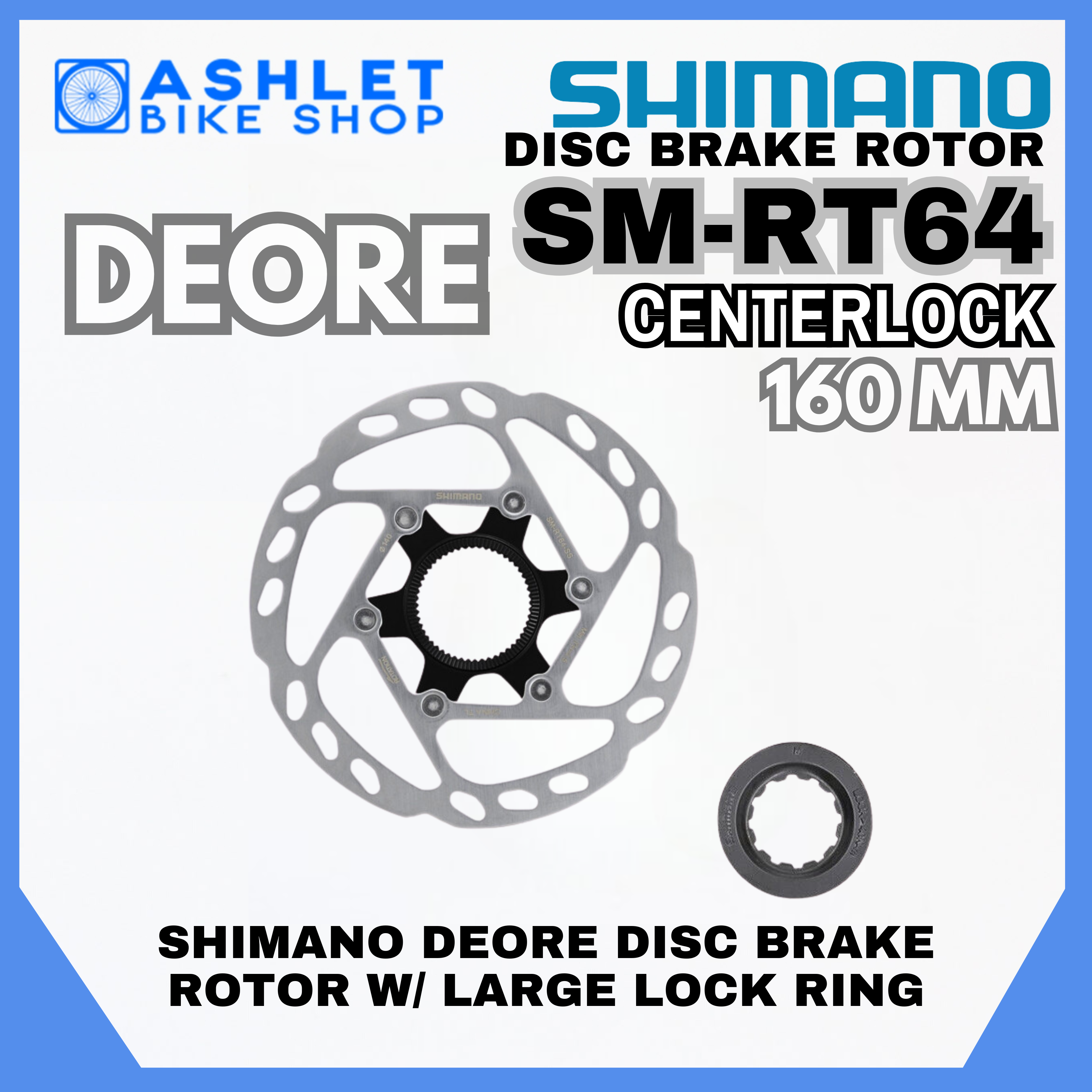 ORIGINAL SHIMANO DEORE SM-RT64 Disc Brake Rotor Center Lock 160mm with ...