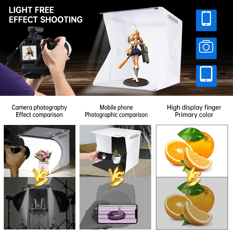 Zkeezm 30/40CM Studio Light Box Photography Box Mini Studio Box LED ...