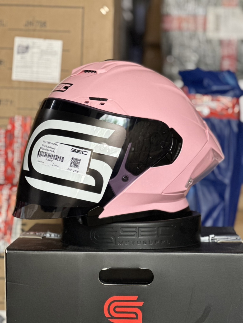 SEC Half face Helmet with Clear lens and Spoiler | Shopee Philippines