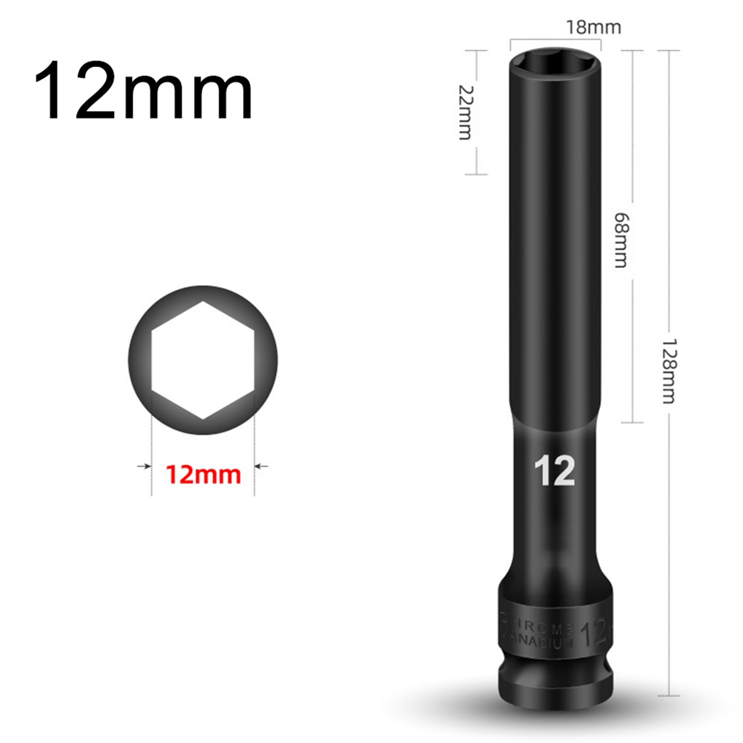 Universal 8mm 10mm 12mm Socket Wrench Long Deep Socket Wrench Set Drive ...