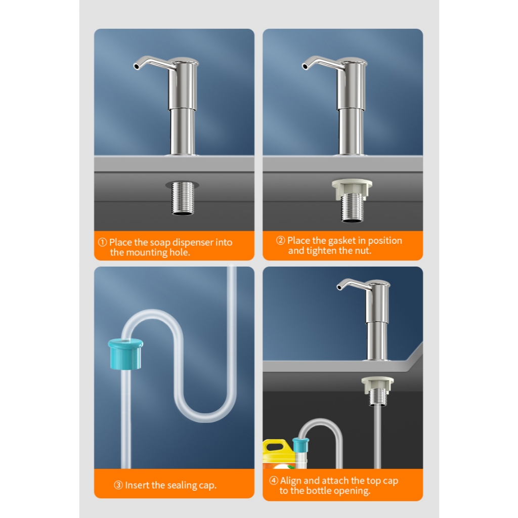 Kitchen Sink Soap Dispenser Large Flow with ABS Pump Head Hand Press ...