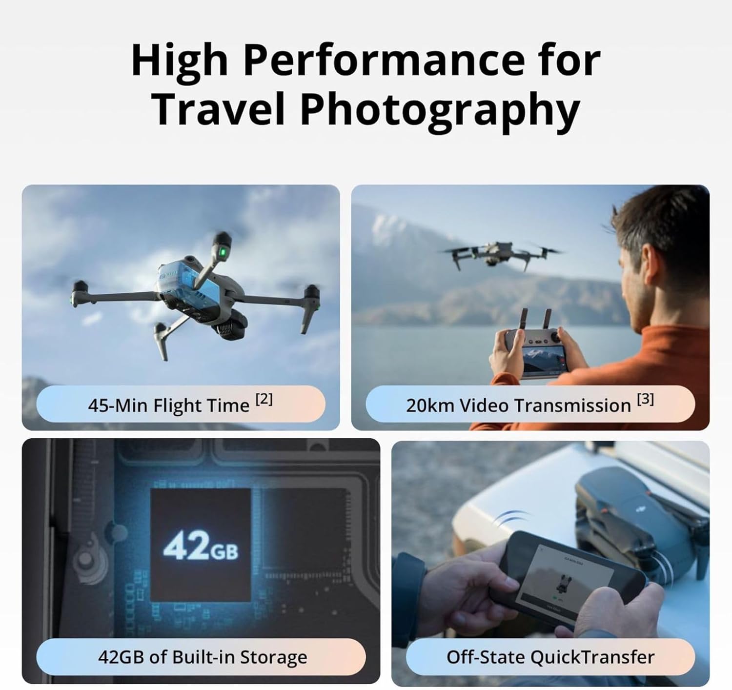DJI Air 3S Camera Drone 1-inch COMS Primary 14 Stop Dynamic Range Dual ...