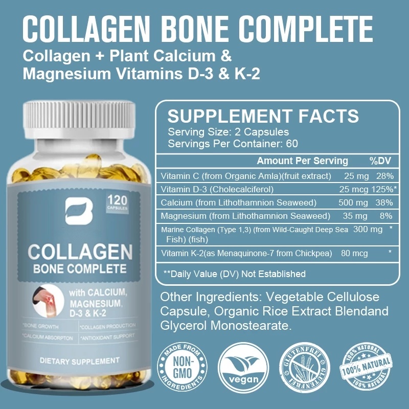 Collagen Bone Complete Capsules Formula with Plant Calcium & Magnesium ...
