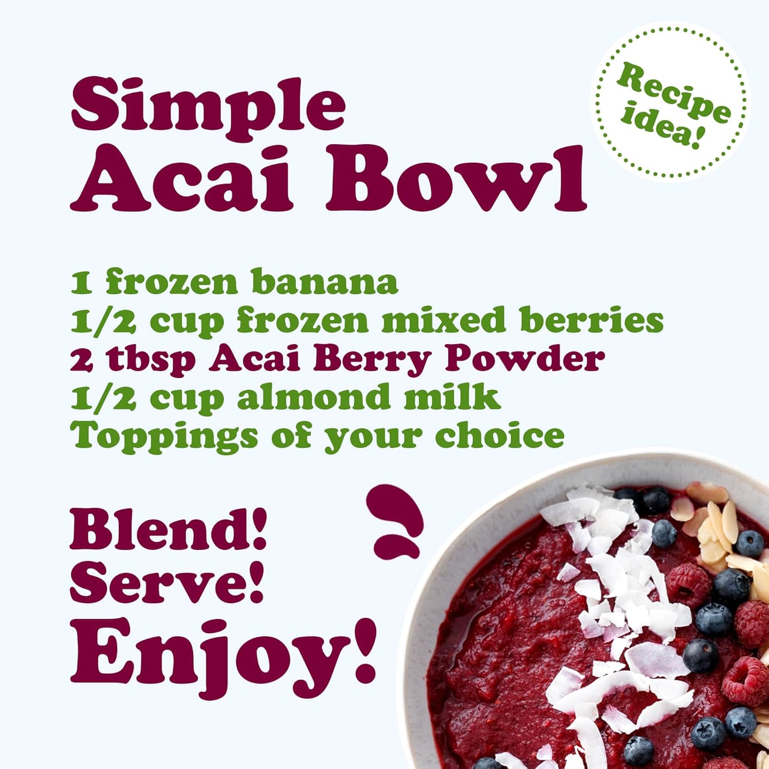 Organic Acai Berry Powder-Pure and Potent Nutrition, Nature's ...