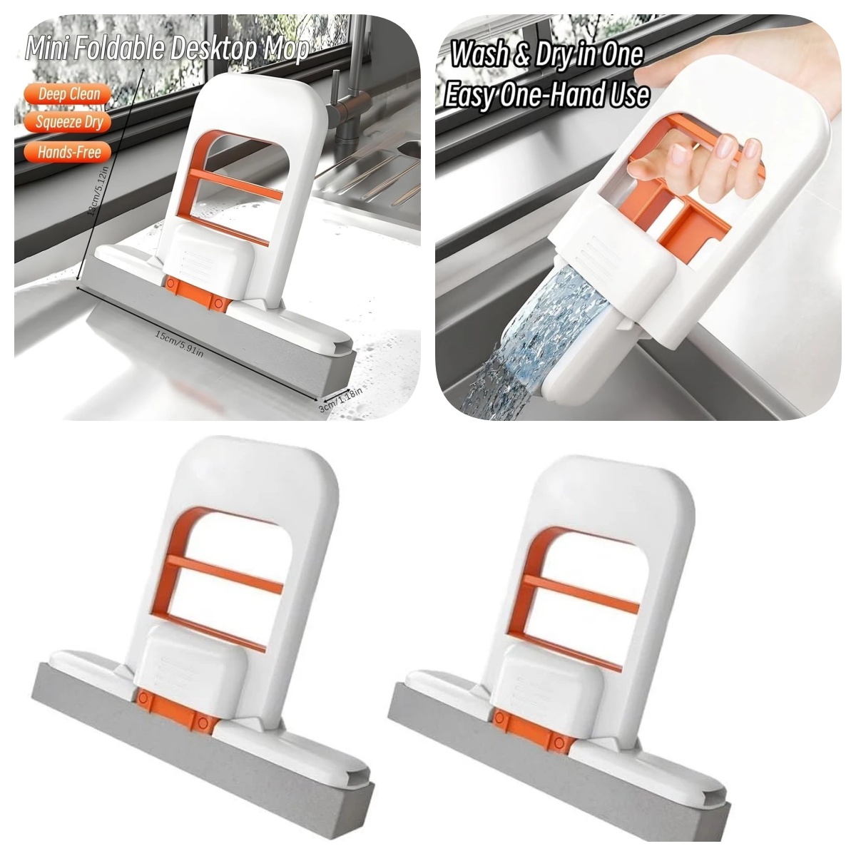 Mini Foldable Squeeze Table Mop – Portable Wet & Dry Cleaning System ...