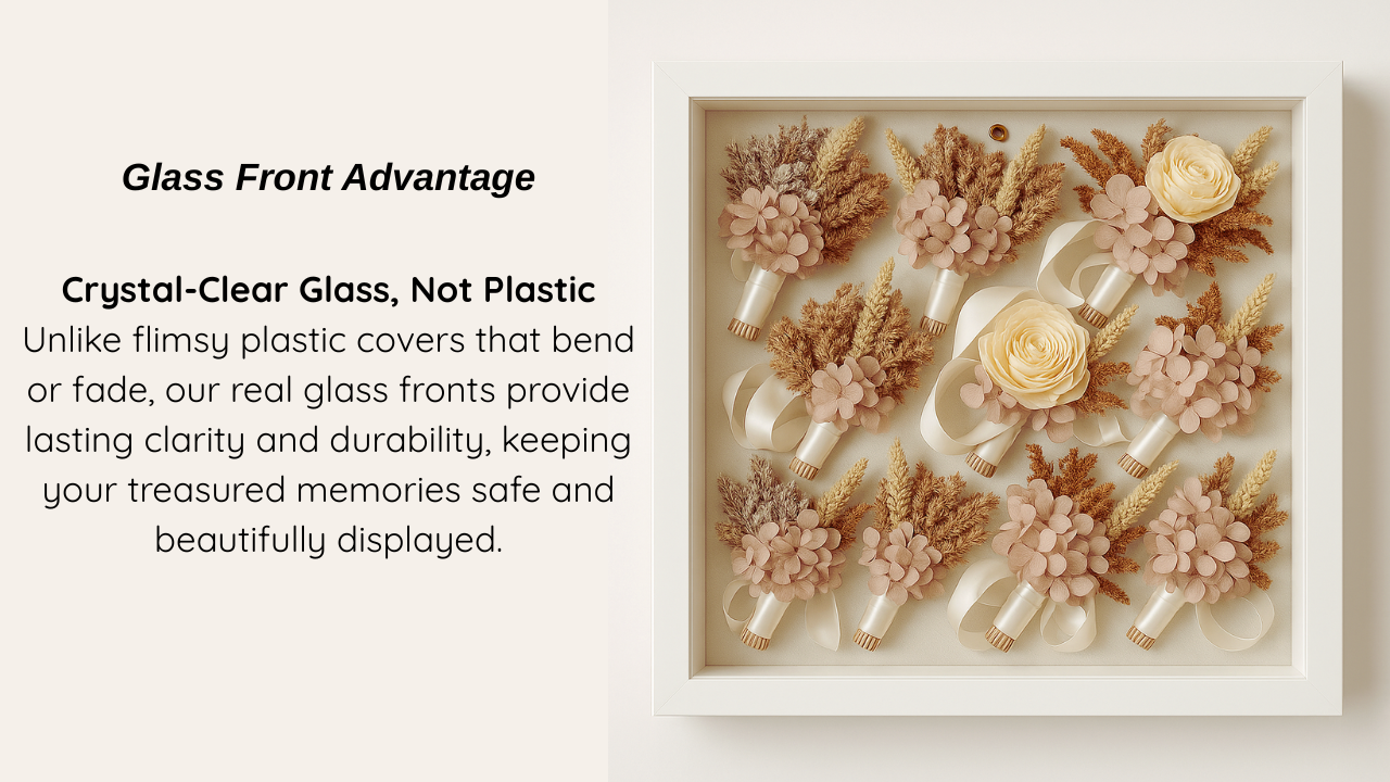 100% Glass Shadow Box Frame 3D Hollow Wooden Display Art Box Flower ...