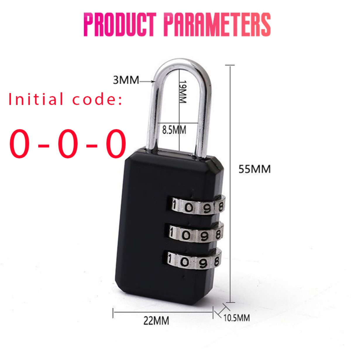 3 Digits Number Code Padlock Combination Padlock for Storage Cabinet ...