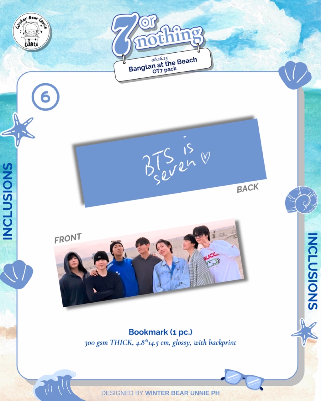 BANGTAN AT THE BEACH OT7 PACK | UNOFFICIAL FAN MADE KIT SET PHOTOCARDS ...