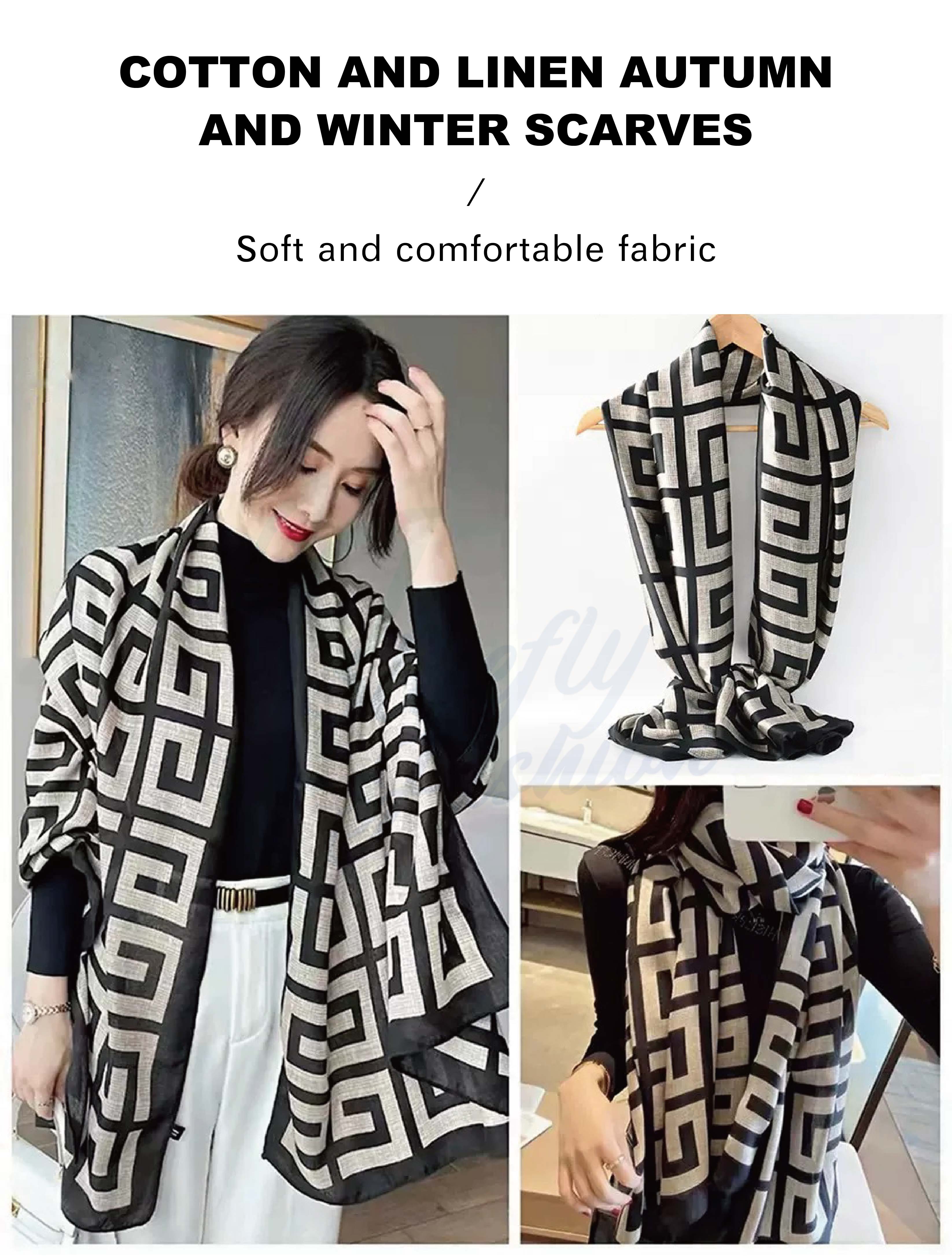 Korean Cotton Linen Scarf For Women New Versatile Shawl Fashion Letter ...