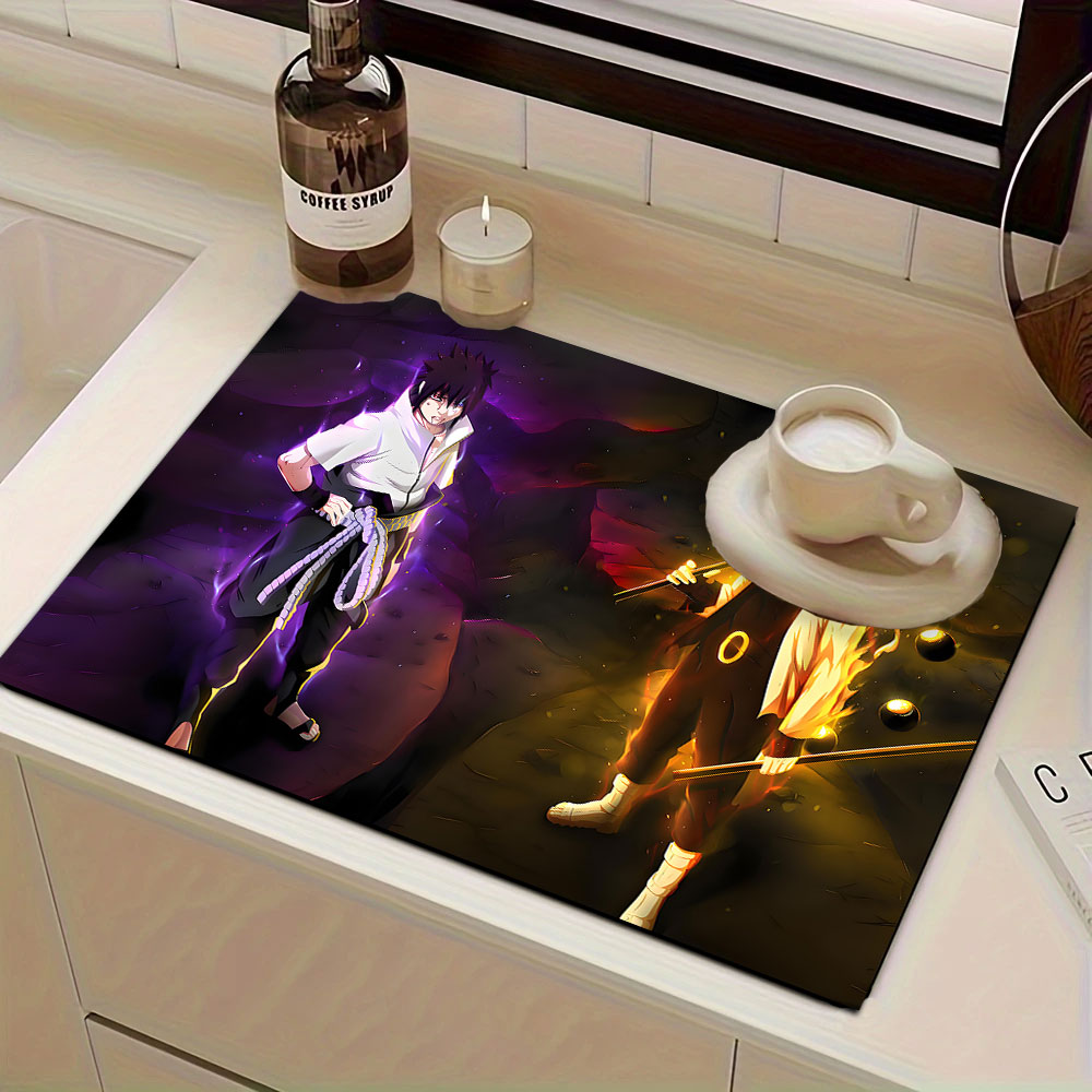 1pc NARUTO Dish Drying Mat Kitchen Absorbent pad diatomite place mat ...