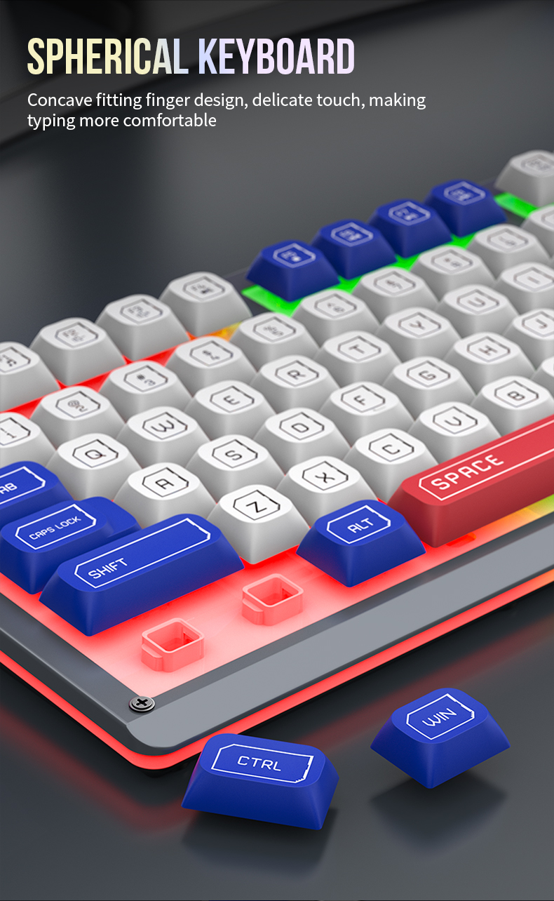 RAIKU T98 PRO 94 Keys Metal Cover Rainbow Spherical Keycaps Gaming ...