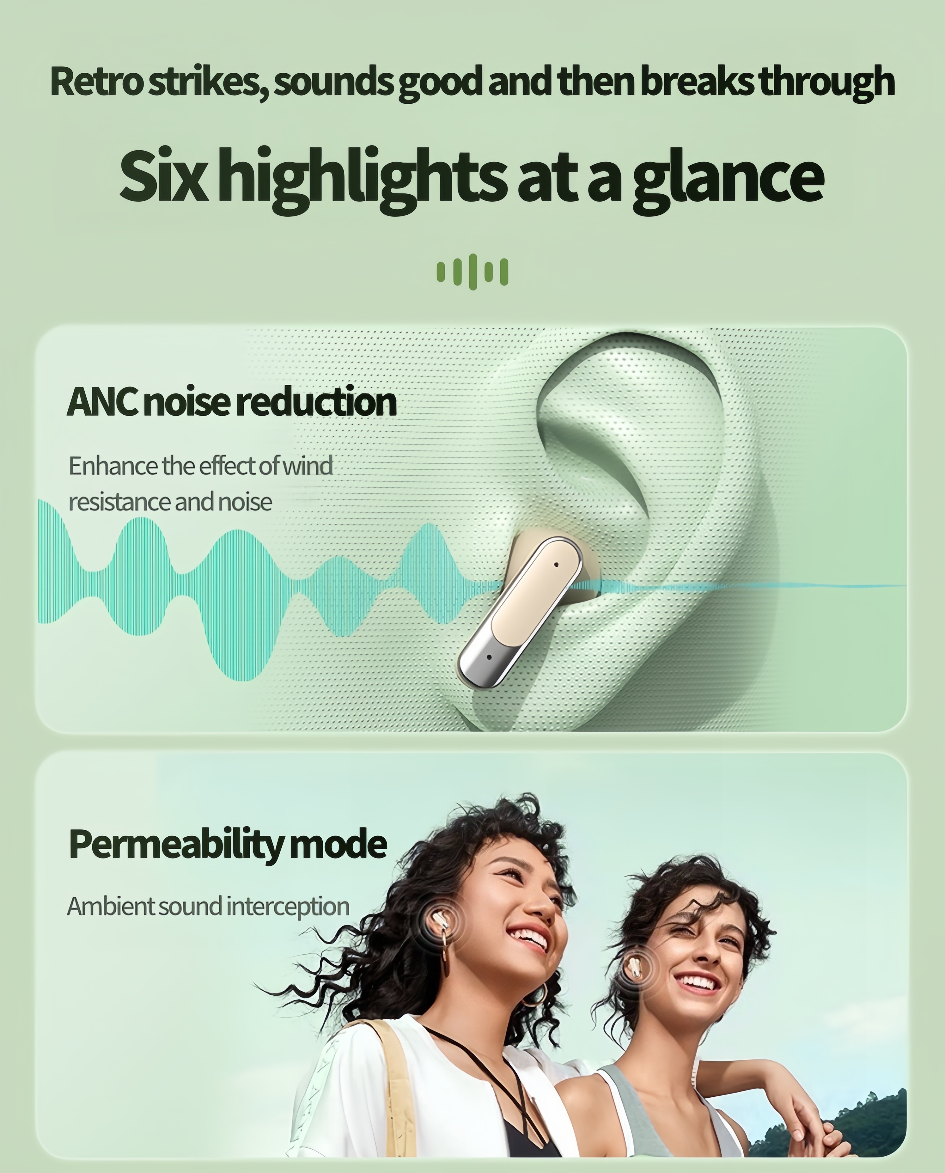 NEW Earphone Bluetooth 5.4 In-Ear Wireless Earbud Built-in Mic HIFI ...