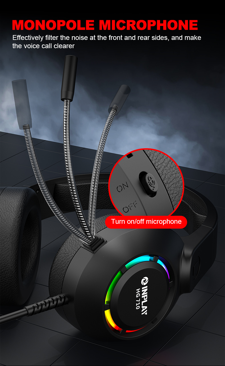 Inplay HG710 Wired Gaming Headset Hi-Fi Stereo Sound Build-in Mic ...