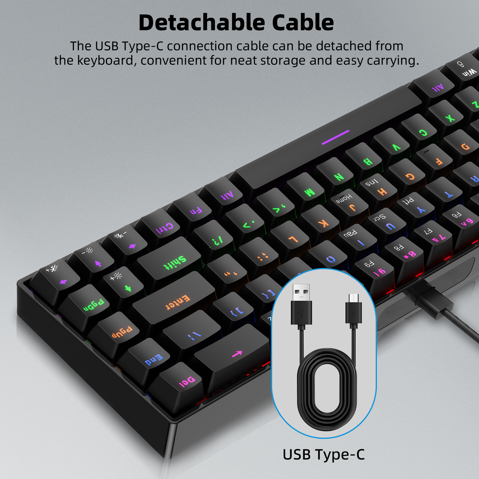 GOOJODOQ Wired Mechanical Keyboard 68 Key Anti-slip for Computer Laptop ...