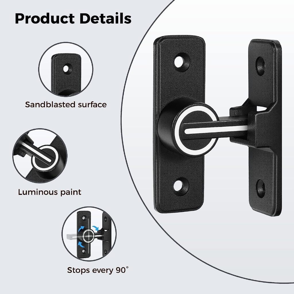 Hoba Luminous Free Punch Door Latch Lock for Sliding Door 90° Sliding ...