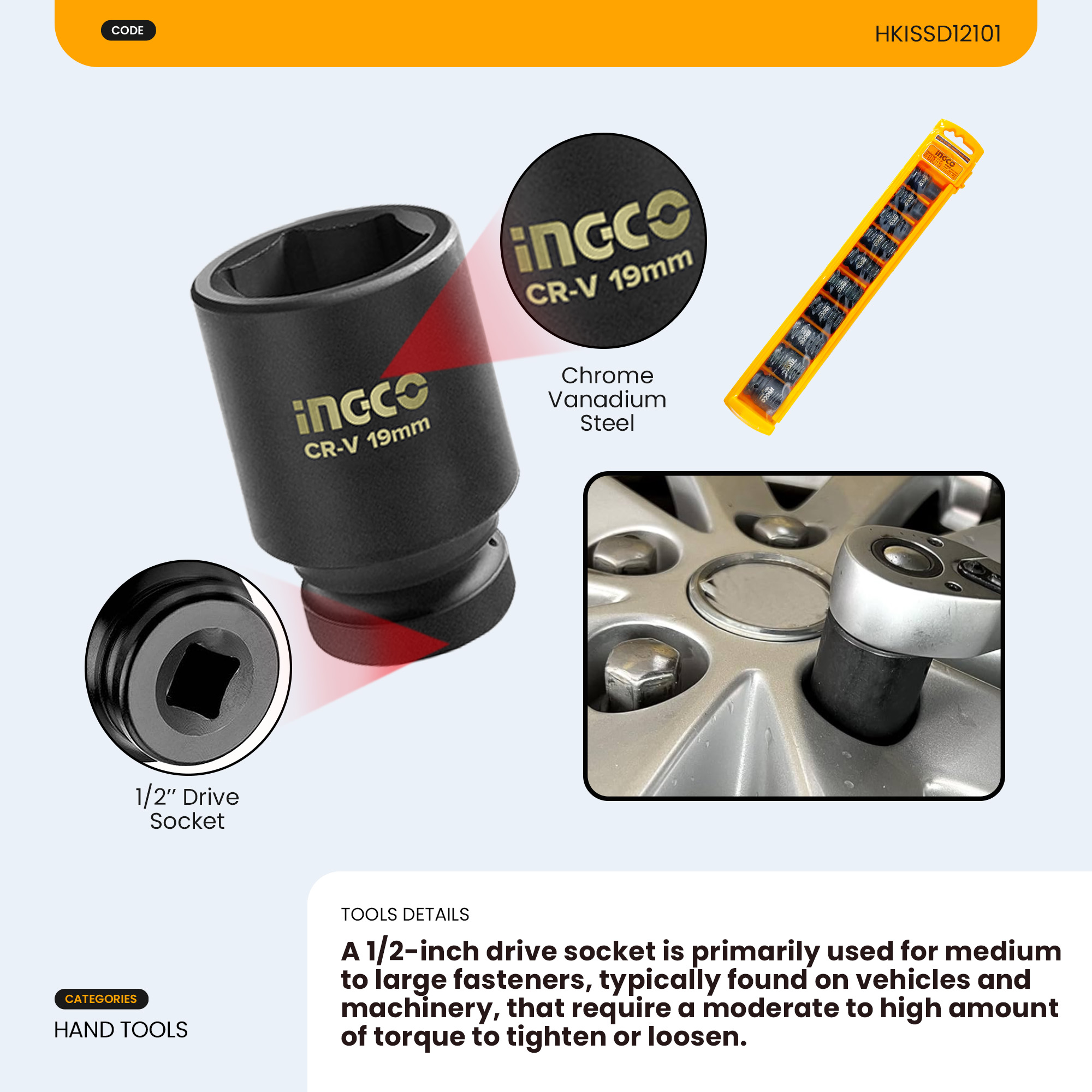 Ingco 1/2" 10pcs Drive Impact Socket Set HKISSD12101 IHT | Shopee ...