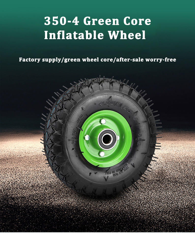 350-4 Heavy Duty Inflatable Wheel Silent Rubber Wheel Industrial Wear ...