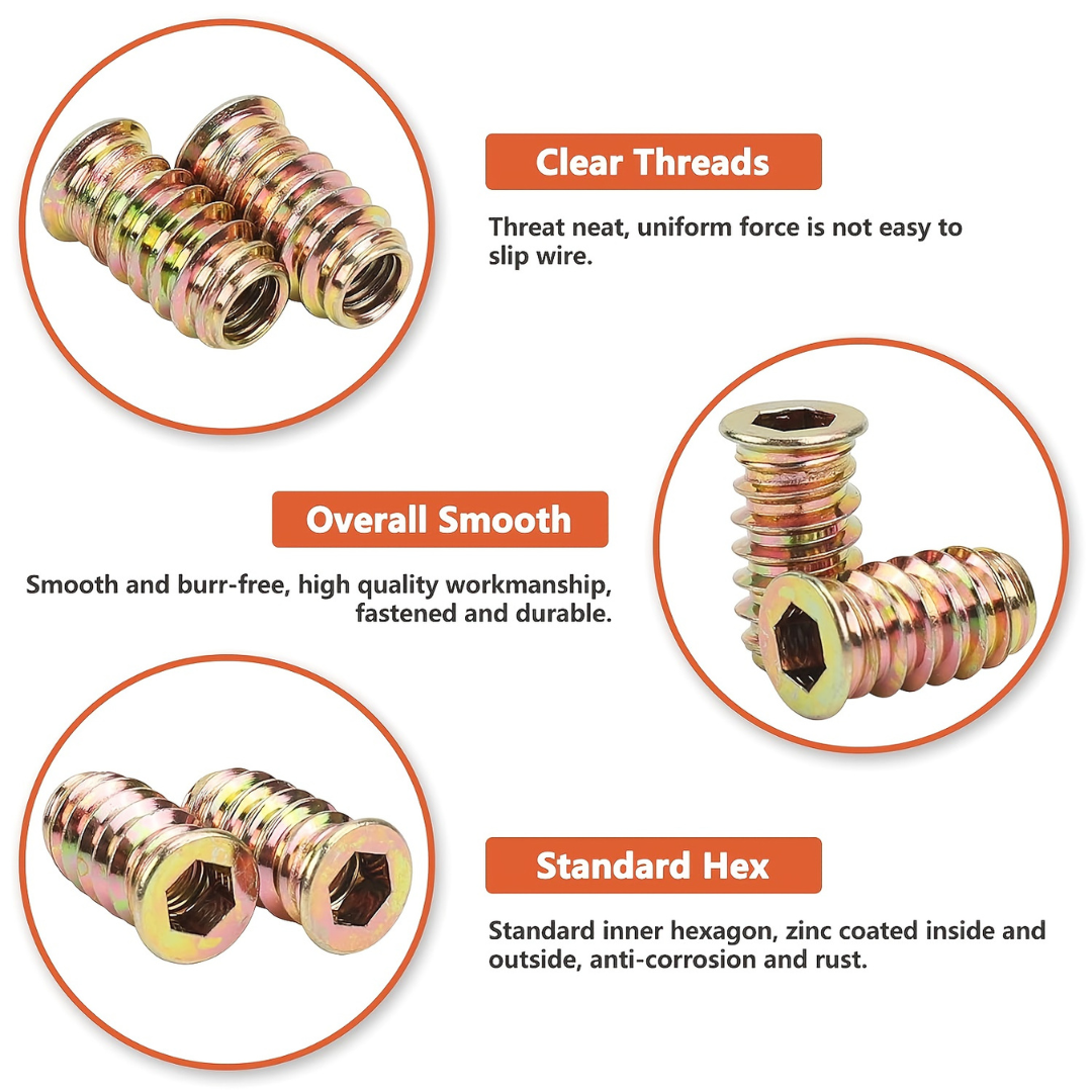 Wood insert nut Furniture Nut Zinc Alloy Iron Carbon Steel for Wood ...